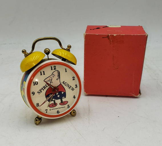 1970s Political Alarm Clock: Spiro Agnew: Sheffield Watch Company with ...