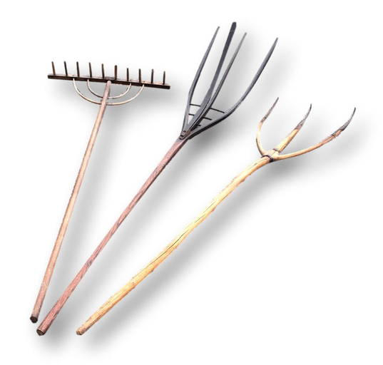 Primitive Pitchfork, Hayingfork, And Rake