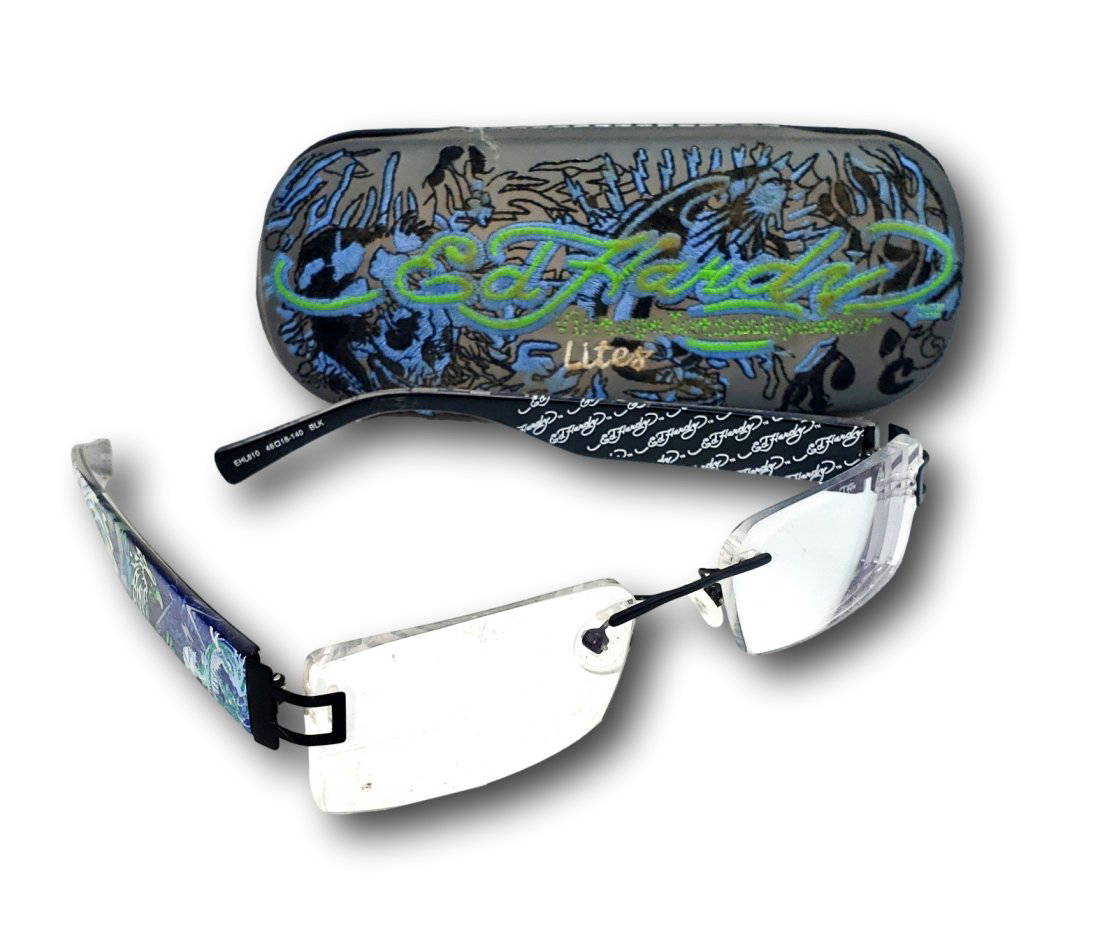 Ed Hardy Lites Ehl 810 Eyeglasses W Case Auction