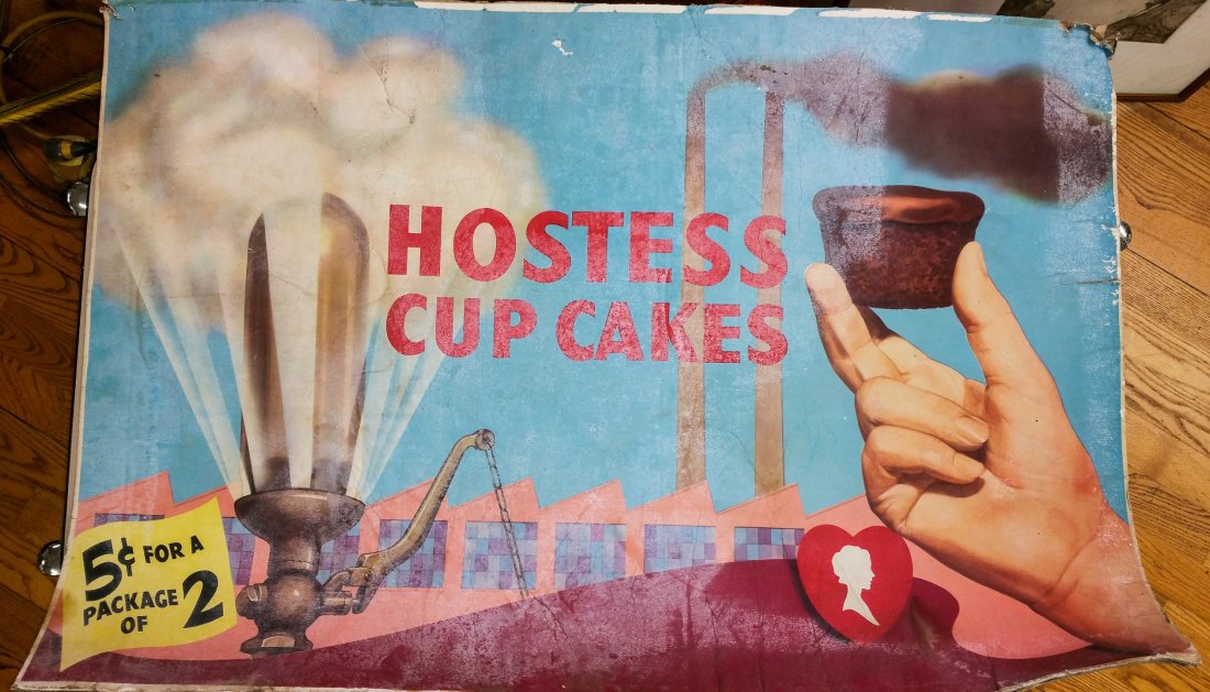1931 VINTAGE HOSTESS ADVERTISING SIGN INDUSTRIAL THEME