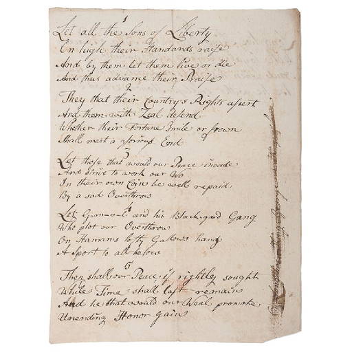 Sons Of Liberty Manuscript Song With Intentional