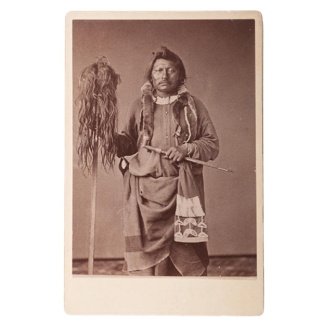 Ute Chief Johnson with Scalp, Cabinet Card by W.G.