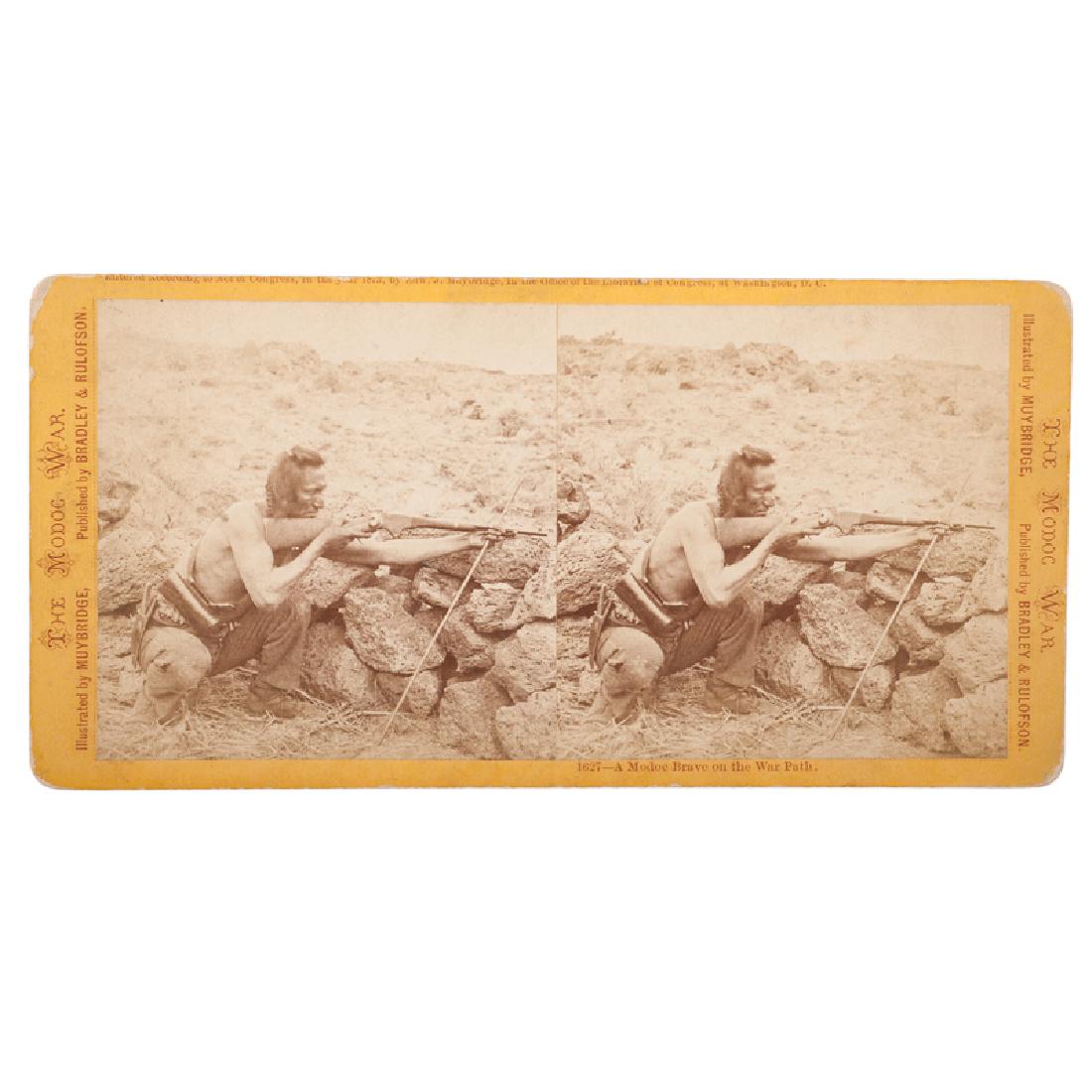 Modoc War Stereoview by Muybridge, A Modoc Brave on the