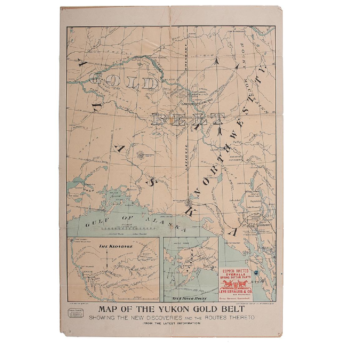 Rare 1897 Map of Yukon Gold Belt, by A.L. McDonald