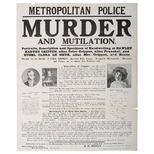 Dr. Hawley Harvey Crippen, Murder And Mutilation!