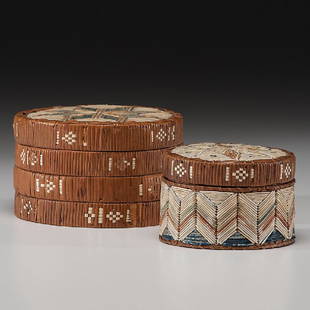 Mi'kmaq Quilled Birchbark Boxes