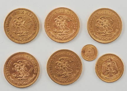Group Of Mexican Coins And Curency