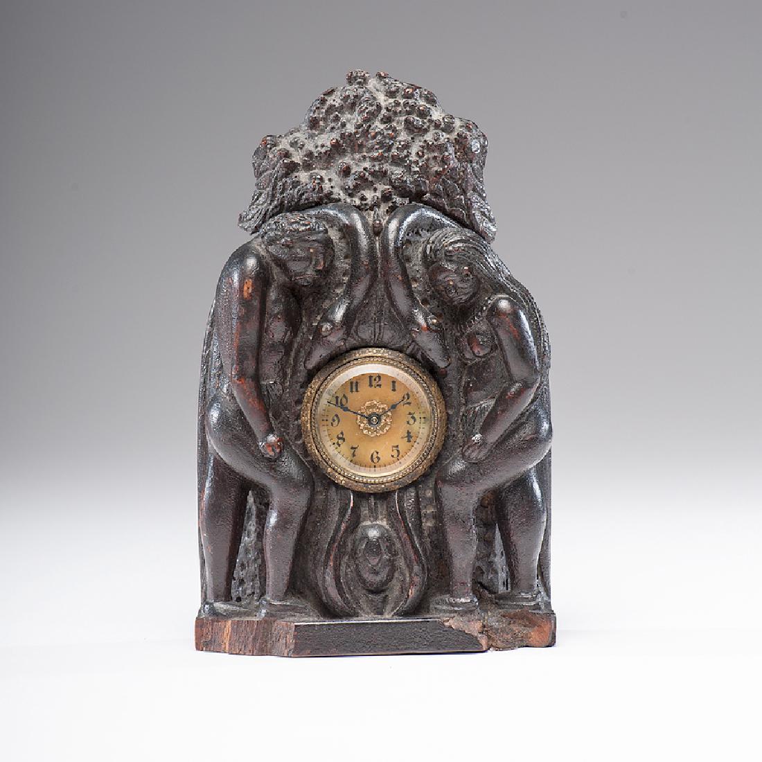 Folk Art Carved Wood Clock Case