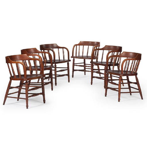 Painted Firehouse Windsor Chairs