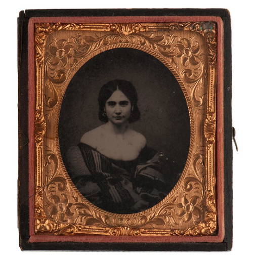 Sixth Plate Ruby Ambrotype Of Big Bosomed Woman