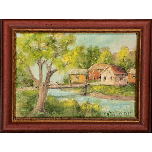 Landscape With River And Cottages, Signed Wilson