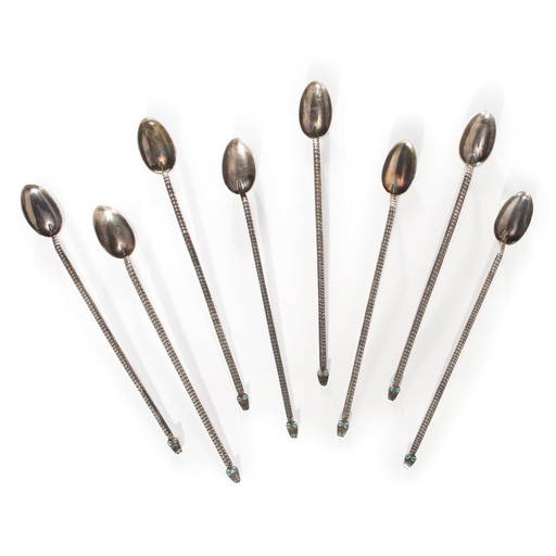 Navajo Silver And Turquoise Iced Tea Spoons
