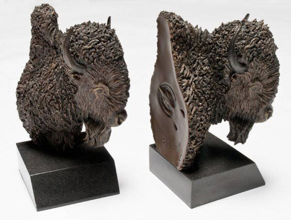 Pair Of Buffalo Head Bookends,