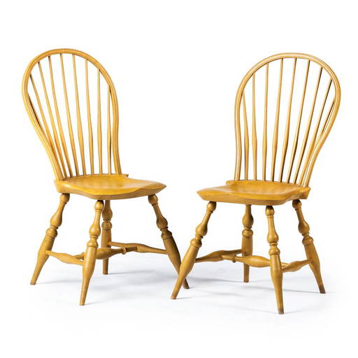 A Pair Of Robert Barrow Yellow Painted Compass Seat