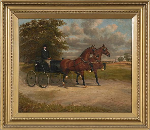 Oil Of Hackney Pair By William Albert Clark (act.