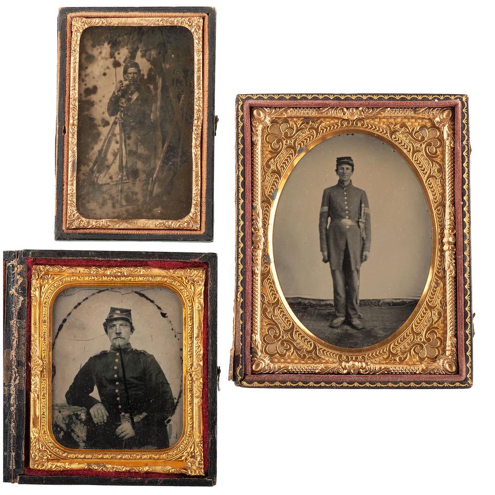 [civil War]. A Group Of 3 Ambrotypes Featuring