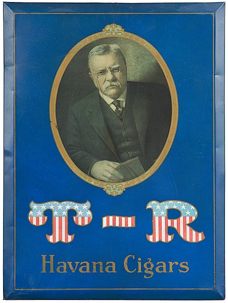 325: Teddy Roosevelt Havana Cigar Self-Hanging Sign