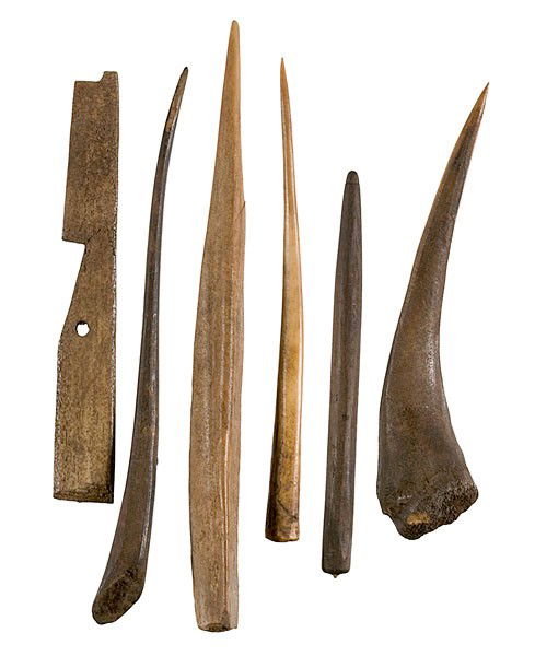305: Eskimo Bone, Ivory, and Wood Awls and Net Shuttle