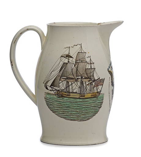English Creamware Pitcher With Transfer Scene