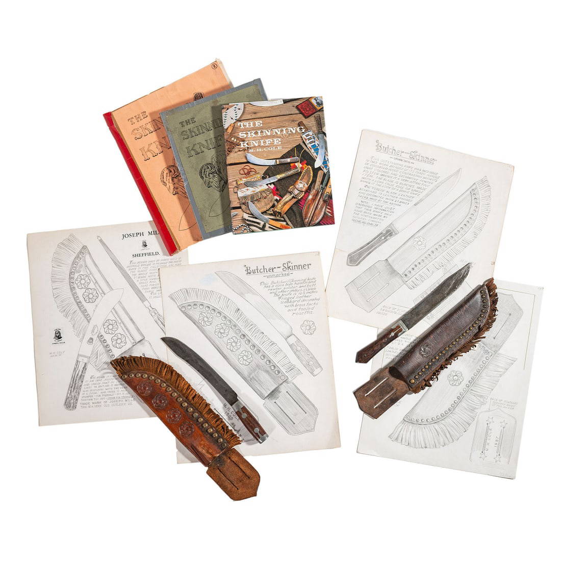 Rare Mh Cole Skinning Knife Book Archive With Two Knives, Mh Cole ...