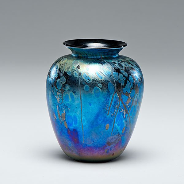 Iridescent Art Glass Vase By Arthur Allison