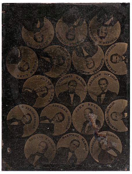 Rare, Uncut Sheet Of 1860 Campaign Ferrotypes,