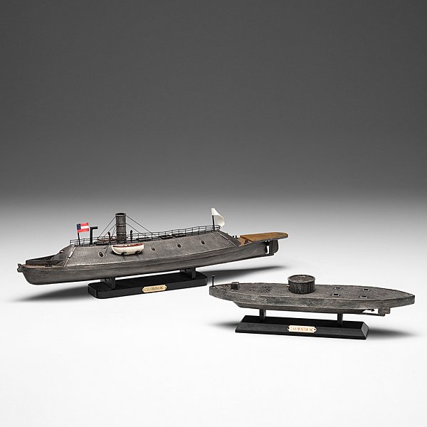 Four Metal Ship Models, USS Monitor, CSS Pioneer, CSS