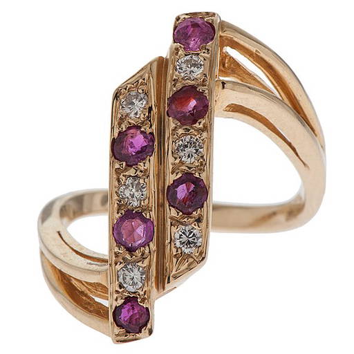 Diamond And Ruby Fashion Ring In 14 Karat