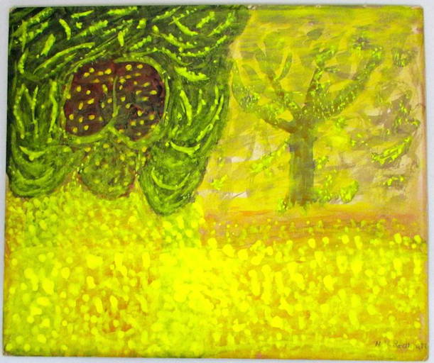 Harry Redman, Watercolor Of Trees In A Field.