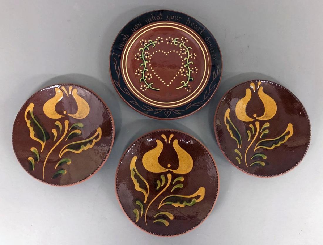 Four Redware Plates