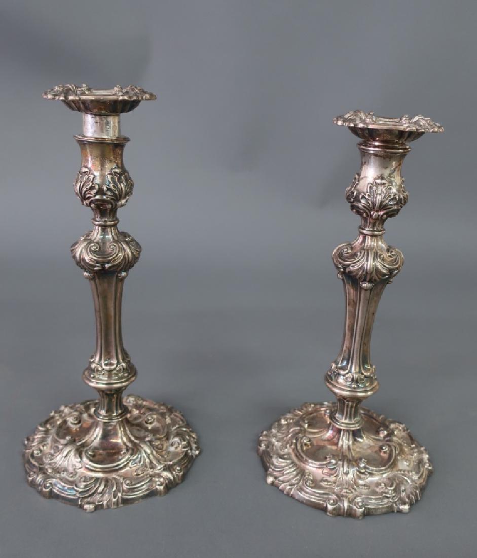 Pair of English Silver Rococo Candlesticks