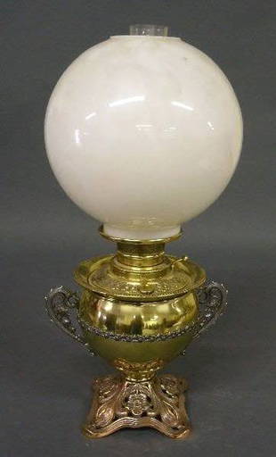 M&w 97 Brass Lamp, Electrified. 11"h. Top Of Soc