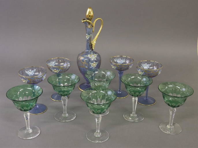 Venetian Glass Ewer With Glasses