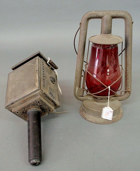 118: Red glass lantern by Embury Mfg. Co., Warsaw, NY 1