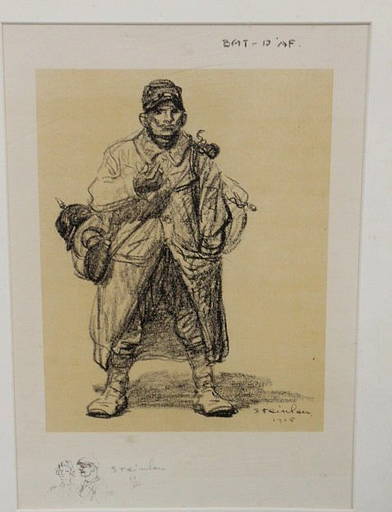 Print Of A Charcoal Drawing Of A German Soldier By