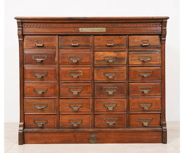Antique Walnut 60 Drawer "shannon Filing Cabinet"