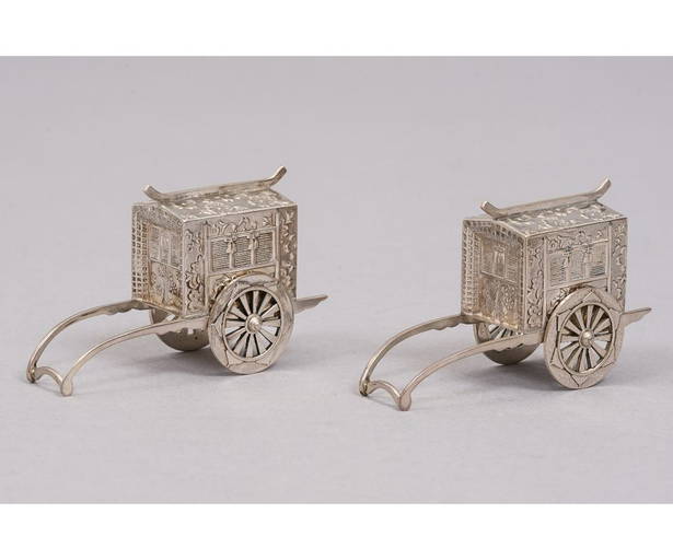 Pair Sterling Silver Rickshaw Salt/pepper