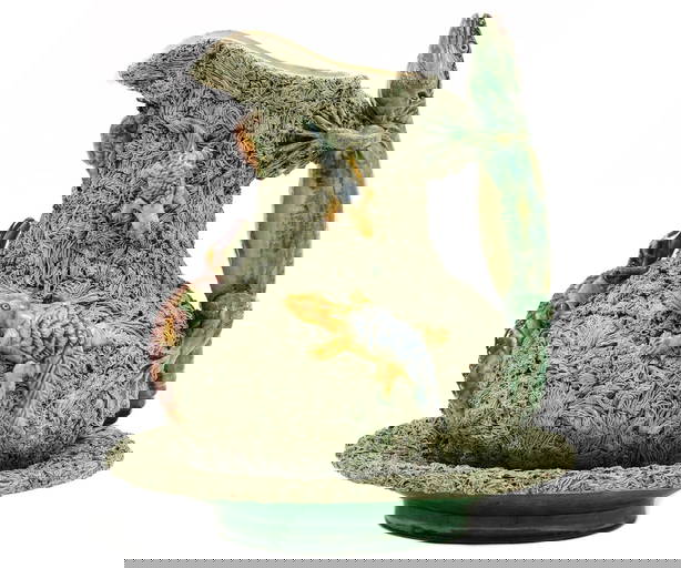 Palissy Ware Pitcher & Bowl