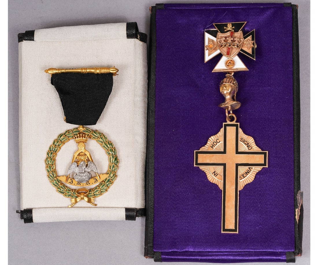 Two 14k Masonic/knights Templar Medals Auction