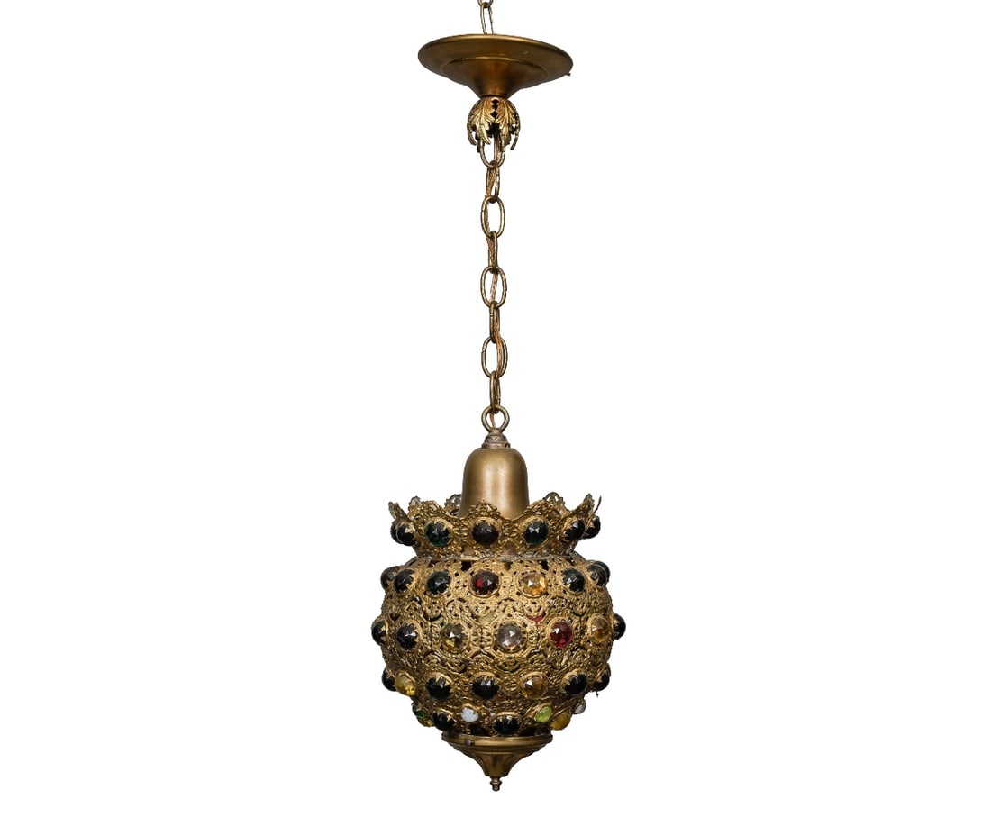 Syrian Brass And Glass Hall Light Auction