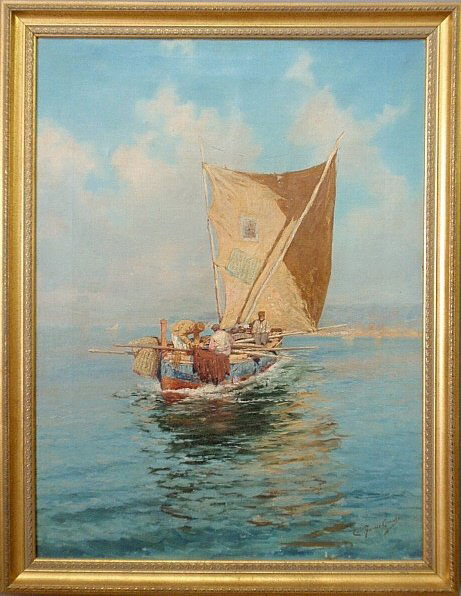 Giusto, Fausto [italian, 1867 1941] Oil On Canvas Paint