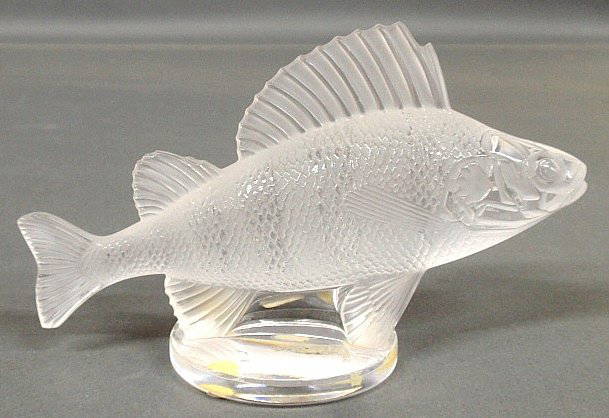 Signed Lalique, France Glass Fish. 4"h.x6.5"l.
