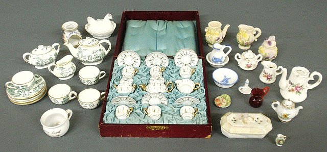 Miniature Porcelain Tea Sets Incl. A Green And White Co