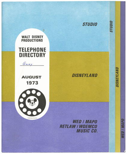 1973 Walt Disney Productions Telephone Directory.