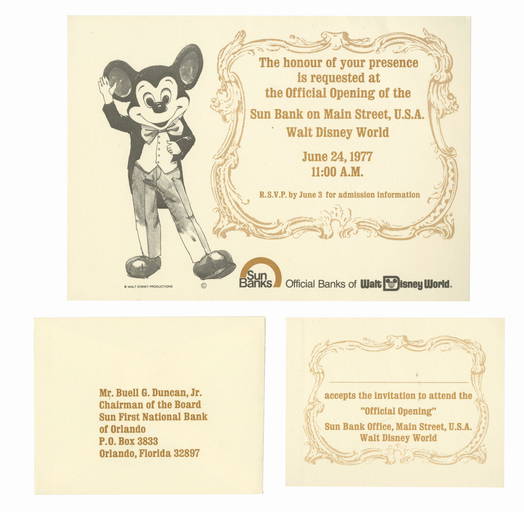 Sun Bank On Main Street Official Opening Invitation.