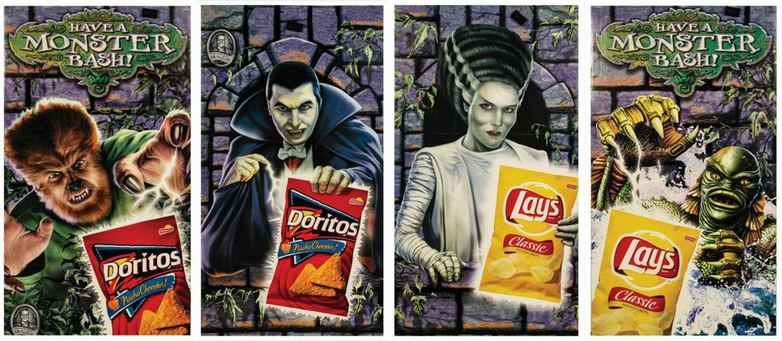 Set Of (4) Universal Monsters Frito Lay Park Displays.