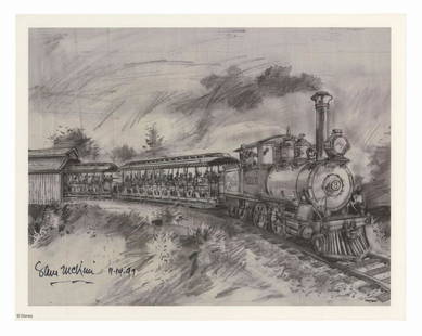 Disneyland Autopia Concept Art Signed Lithograph