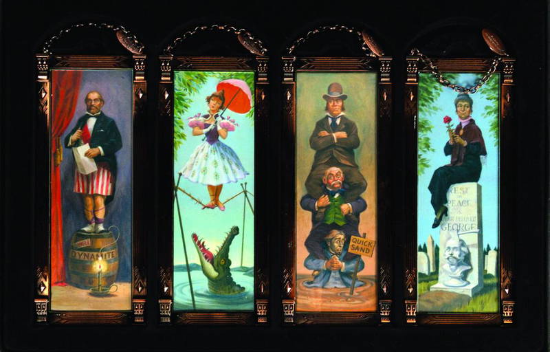 Haunted Mansion Framed Glass Stretching Portraits.