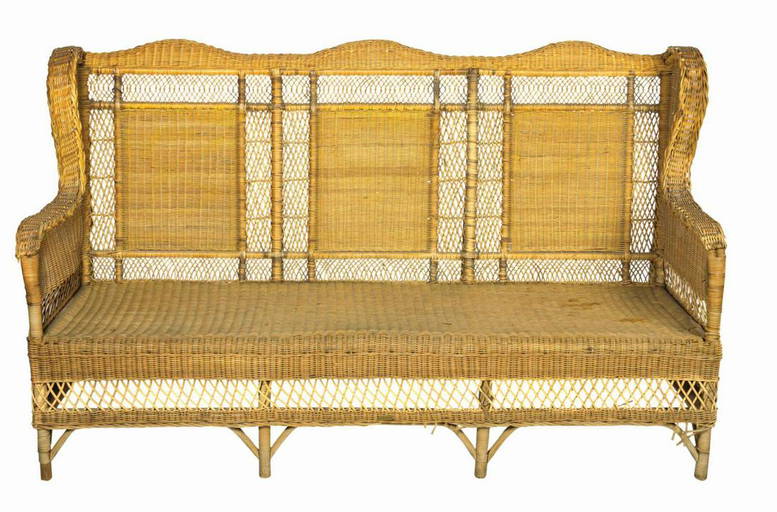 Titanic Palm Court Wicker Wingback Sofa Prop.