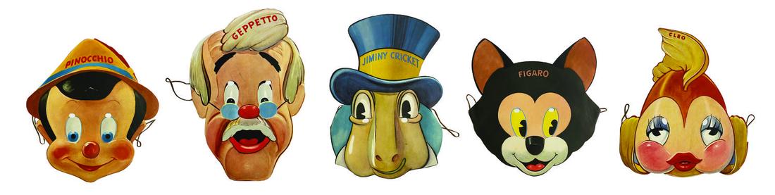 Set Of (5) Pinocchio Character Masks.